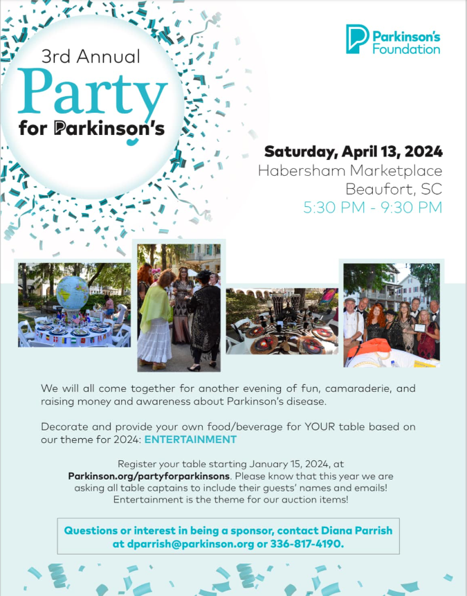 Party for Parkinson’s – The Beaufort Area Parkinson’s Support Group
